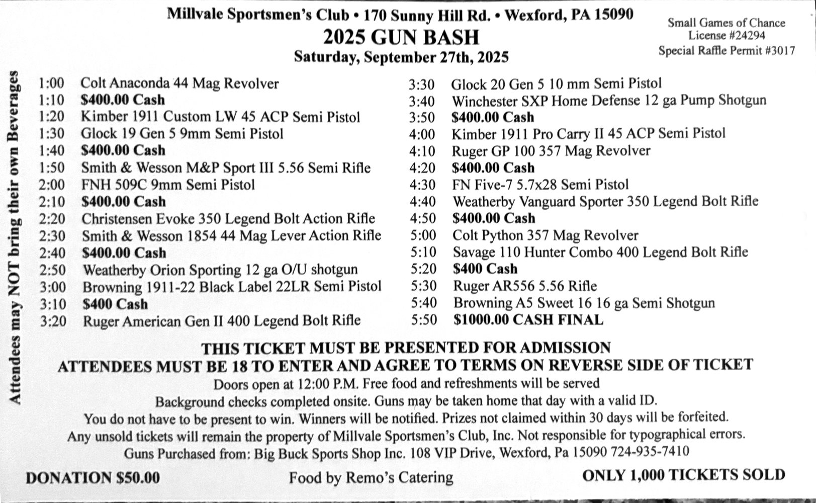 MSCI Fundraiser and Gun Bash – Millvale Sportmens Club